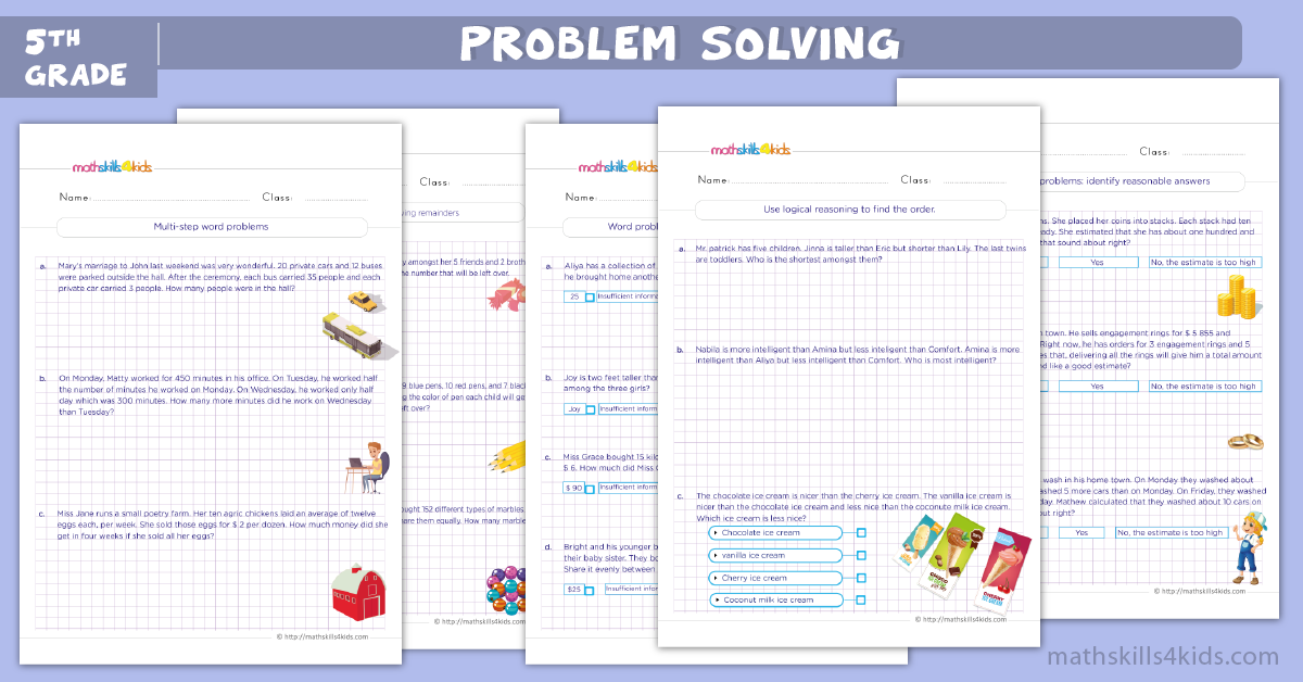 5th Grade Math Problems Worksheets With Answers Math Problems For 5th 