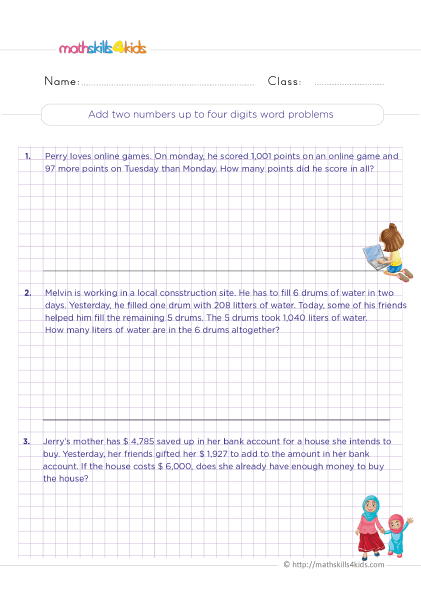 Addition Worksheets For Grade 3 Pdf Mental Math For Class 3 Addition 