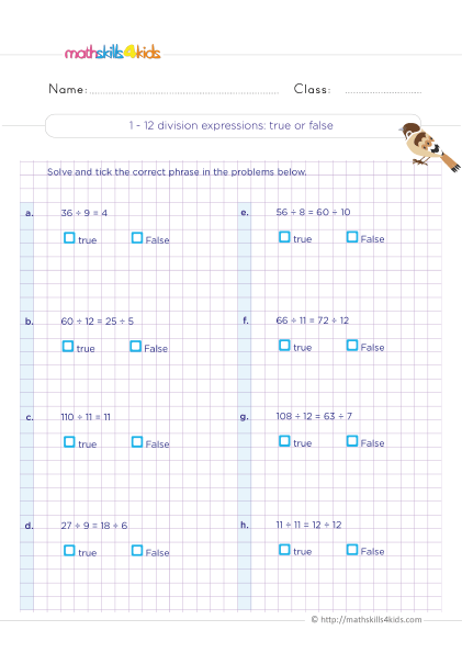 Printable Division Facts Fluency Worksheets For 3rd Graders