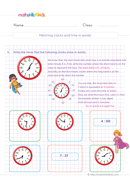 Grade 3 Telling Time Worksheet Read The Clock 1 Minute Intervals K5 