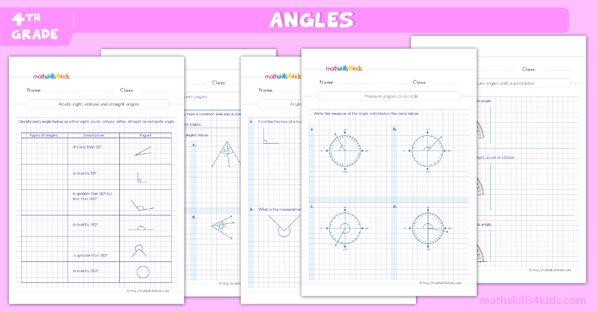 4th Grade Math Worksheets Pdf Identifying Measuring Angles