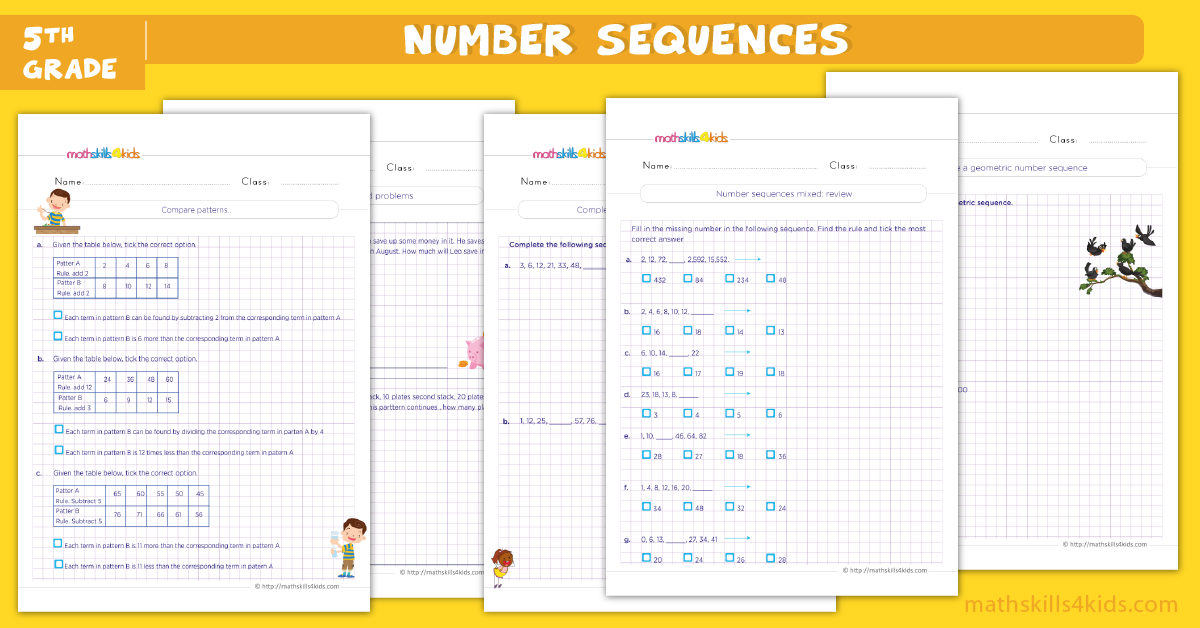 Grade 5 Math Fun Engaging Number Patterns And Sequences Worksheets