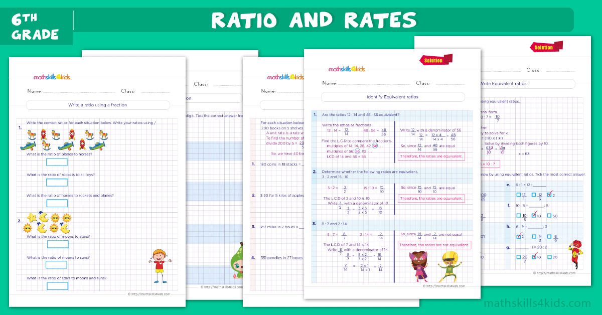 6th Grade Ratios And Rates Worksheets PDF With Answers Grade 6