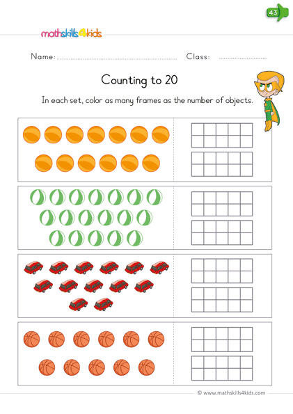 46 Counting Worksheets For Kindergarten 1 20 Pics