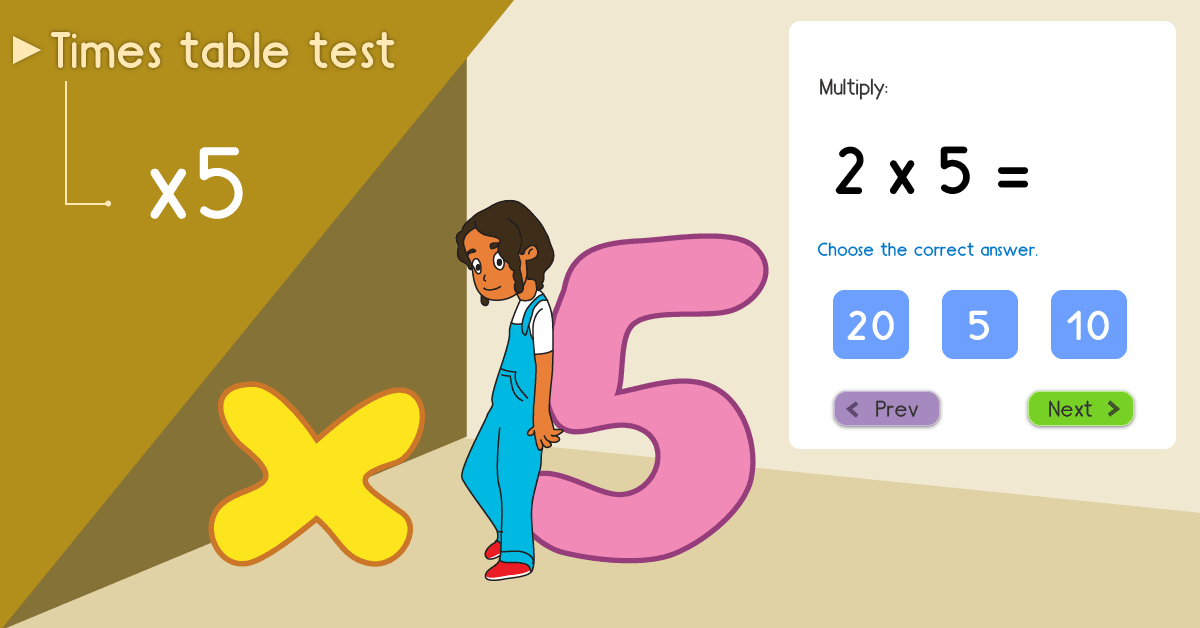 5 Times Table Quiz Multiply By 5 Test