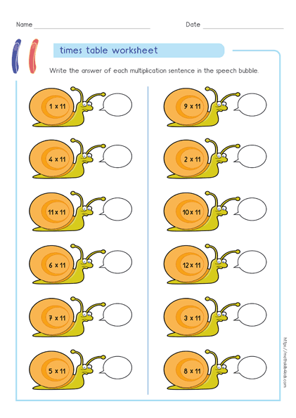 11 Times Table Worksheets PDF Multiplying By 11 Activities