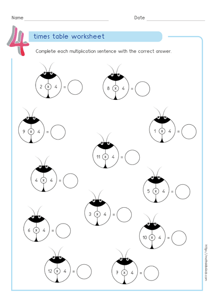 Year 4 Times Tables Test Printable Joicefglopes